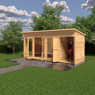 Lela 16x6 Summerhouse including Storage - L222.8 x W490.4 x H228.4 cm