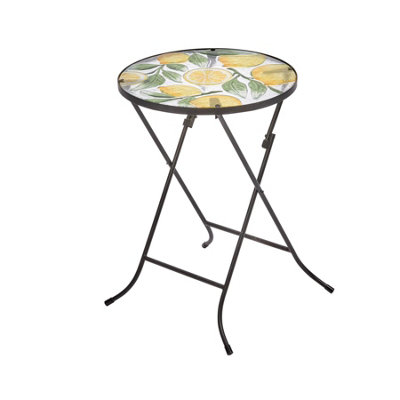 Lemon Glass Table - 50 x 35 cm Vibrant Lemon-Themed Folding Garden ...