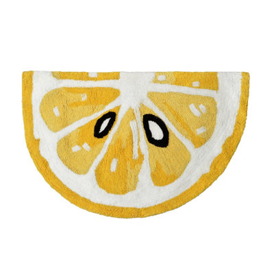 Lemon Slice Semi Circle Bath Mat