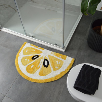 Lemon Slice Semi Circle Bath Mat