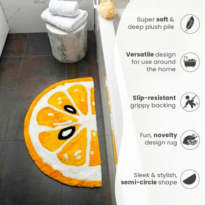 Lemon Slice Semi Circle Bath Mat