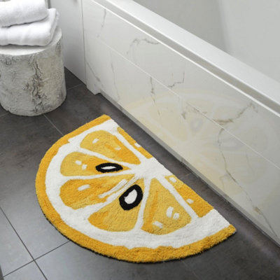 Lemon Slice Semi Circle Bath Mat