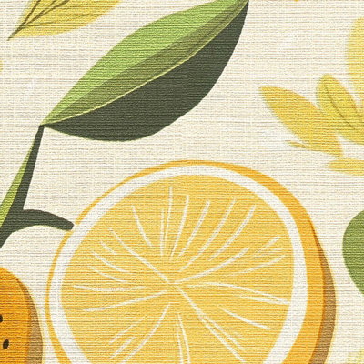 Lemon Tree Wallpaper Textured Paste The Wall Vinyl Floral Yellow Green ...