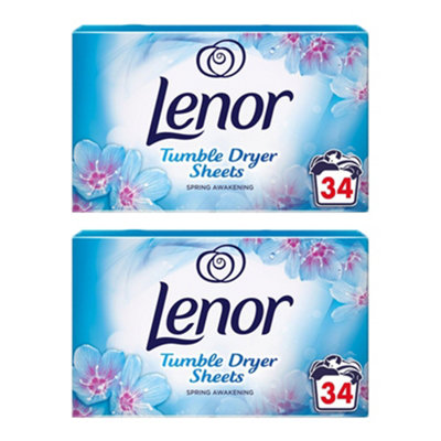 Lenor 34 pack spring awakening tumble dryer sheets x 2