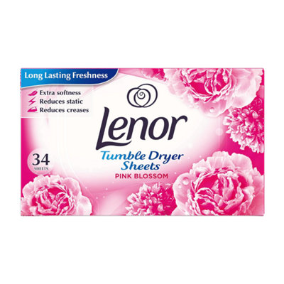Lenor Tumble Dryer Sheets with Pink Blossom Scent 34 Sheets