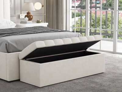 Leo Cream Velvet Ottoman Bench