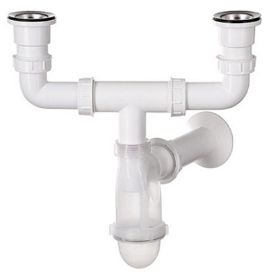 Leominor Bathroom Kitchen Double Bottle Drain Waste Trap with ...