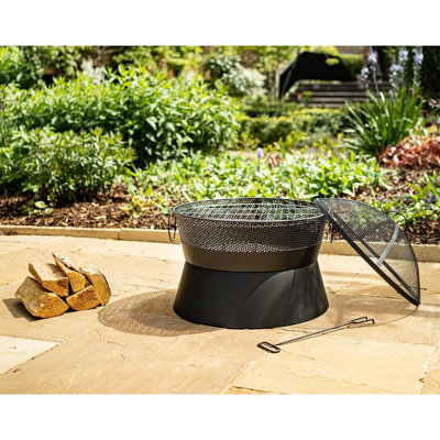 Leon Firepit - Outdoor Garden Fire Pit Wood Charcoal Burner with 360 ...