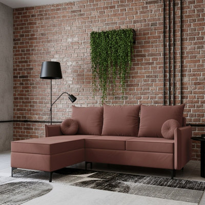 Leon L Living Room Corner Sofa Bed with DL Mechanism Storage Box MDF ...