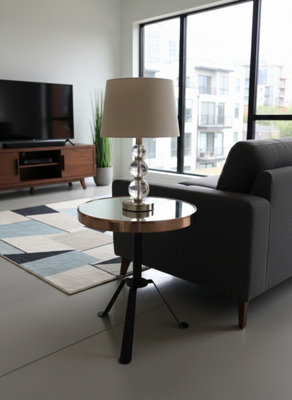 Leonardo Three Legged Side Table With Mirrored Top - Rose Gold/Black