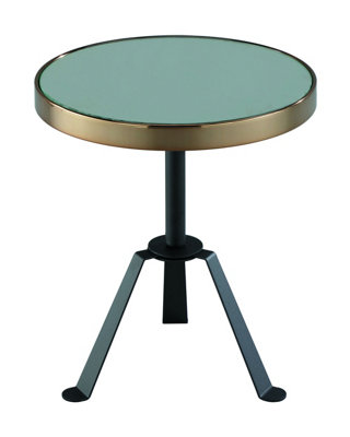 Leonardo Three Legged Side Table With Mirrored Top - Rose Gold/Black
