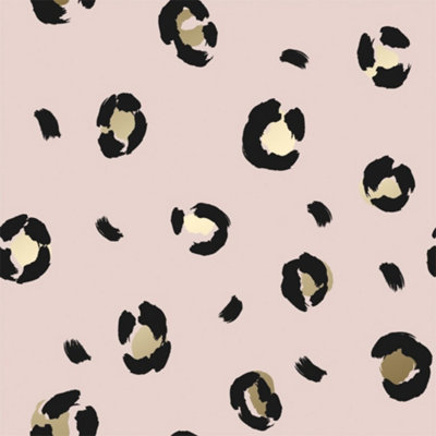 Leopard Animal Print Wallpaper In Blush Pink