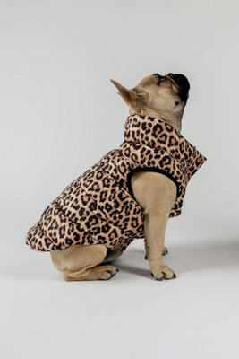 Leopard Print Waterproof Dog Coat with Baffle Padding Large | DIY at B&Q
