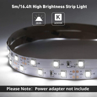 Lepro 12V LED Strip Light (No Power Plug), Cool White 6000K, 60 LEDs/M ...