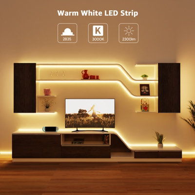 Lepro 12V LED Strip Light (No Power Plug), Warm White 3000K, 60 LEDs/M ...