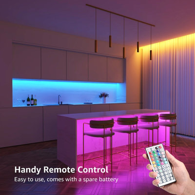 Lepro 5M LED Strip Light Kit, Remote Control, Dimmable, RGB Color ...