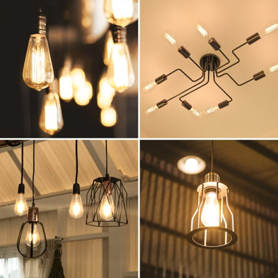 Lepro E27 LED Screw Bulb ST64, 2500K Warm White, 4W 450lm Vintage Light ...