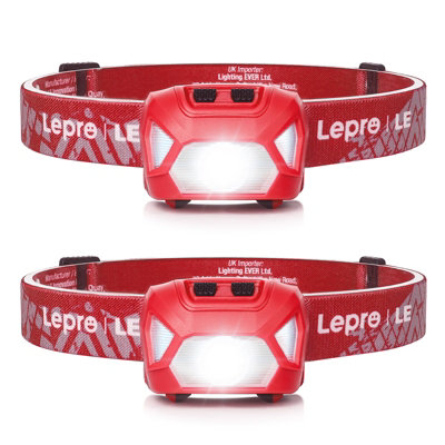 Lepro Head Torch, 2 Pack Red LED Headlamp with 6 Lighting Modes ...
