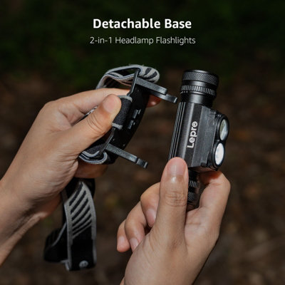 Lepro Head Torch Rechargeable, 2 in 1 Detachable Lightweight Headlamp ...