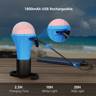 Lepro Rechargeable Camping Lights, 7 White & RGB Colour Modes, Hanging ...