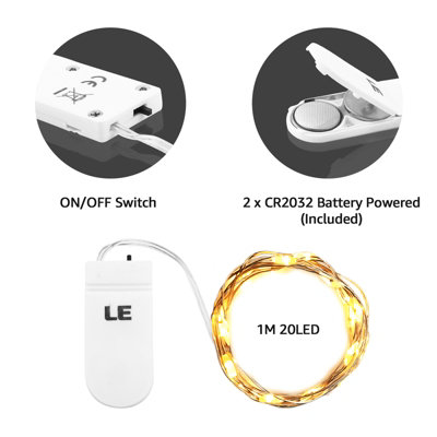 Lepro Small Fairy Lights, 1m 20 LEDs, Mini Copper Wire LED String ...