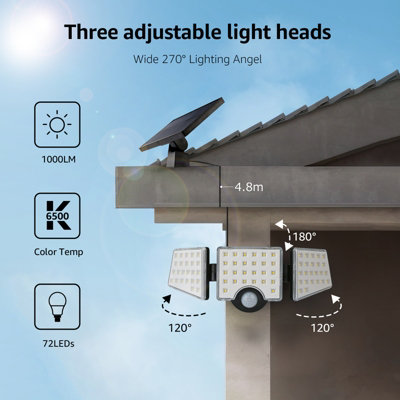 Lepro Solar Security Lights Outdoor Motion Sensor, 1200LM Flood Lights ...