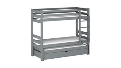 Lessi Bunk Bed with Trundle and Storage in Grey W1980mm x H1630mm x ...