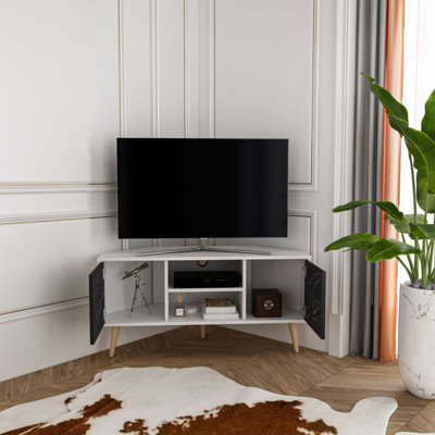 Lesson Modern Corner Tv Stand Tv Unit Tv Cabinet White Bendire