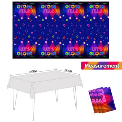Let's Glow Neon Party Tablecloth, 137cm x 220cm Disposable Table Covers ...