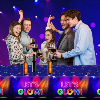 Let's Glow Neon Party Tablecloth, 137cm x 220cm Disposable Table Covers ...