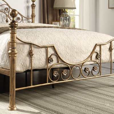 Letchworth Vintage Victorian Style Antique Brass Double Metal Bed Frame