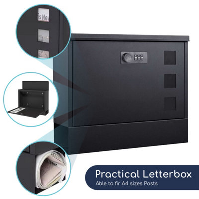 Letter Box Wall Mounted Large Steel Lockable via 3- digit Codes Mail ...