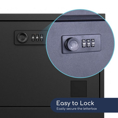 Letter Box Wall Mounted Large Steel Lockable via 3- digit Codes Mail ...