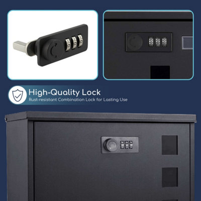 Letter Box Wall Mounted Large Steel Lockable via 3- digit Codes Mail ...