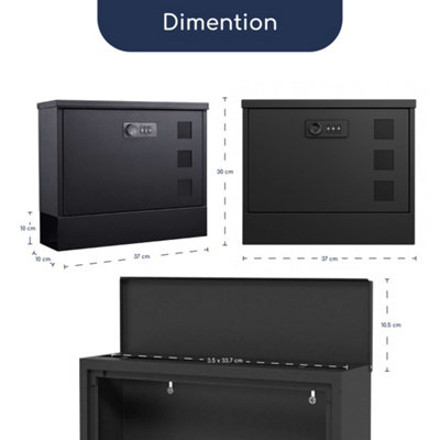 Letter Box Wall Mounted Large Steel Lockable via 3- digit Codes Mail ...