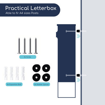 Letter Box Wall Mounted Large Steel Lockable via 3- digit Codes Mail ...