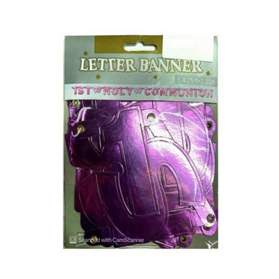 Letter First Holy Communion Banner Purple (One Size)