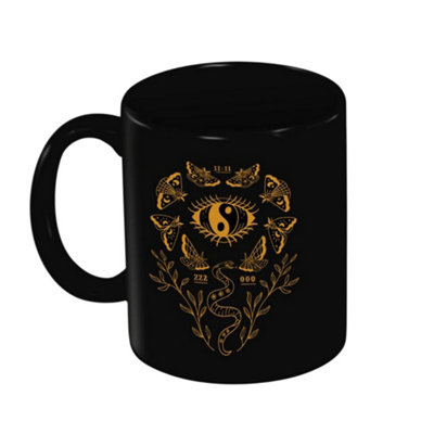 Letter Shoppe Angel Numbers & Moths Mug Black/Yellow (One Size)