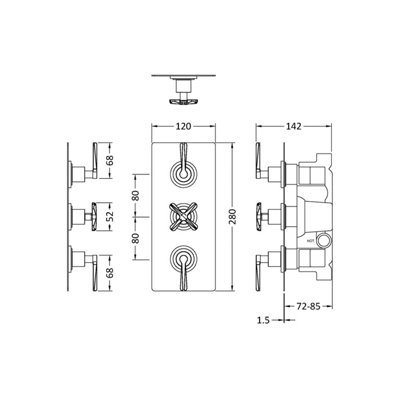 Levedale Triple Concealed Crosshead Thermostatic Shower Valve (2 ...