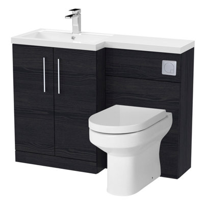 Level Bathroom Bundle Floor Standing Vanity Basin and WC Unit with Pan ...