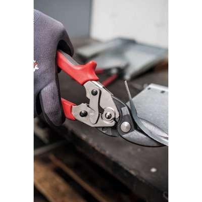 Lever Action Left Cut Tin Snips 250mm Heavy Duty Steel Sheet Metal Cutter