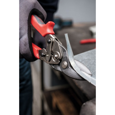 Lever Action Left Cut Tin Snips 250mm Heavy Duty Steel Sheet Metal Cutter