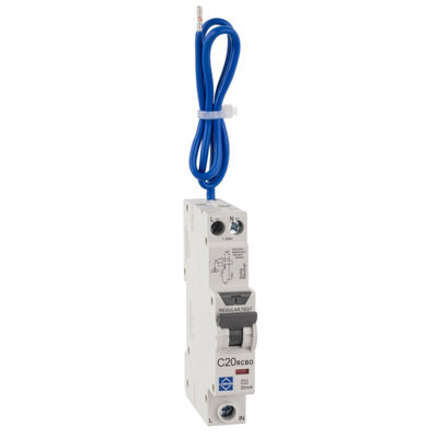Lewden RCBO Compact Single Pole 1 Module C Curve 20A 6kA 30mA Type A RCBO