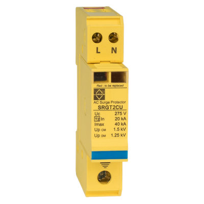Lewden SRGT2CU 20kA 1 Module Single Pole Type 2 Surge Protector