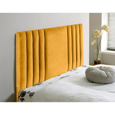 Lewis 54 inch Floorstanding Headboard Plush Velvet - Mustard | DIY at B&Q
