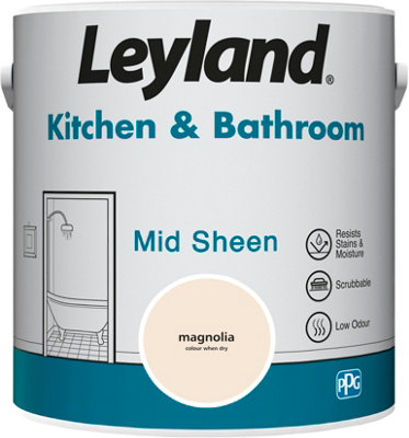 Leyland Kitchen & Bathroom Magnolia Mid Sheen Paint 2.5L