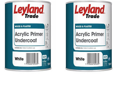 Leyland Trade Acrylic Primer Undercoat Paint White 750ml Pack of 2