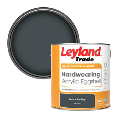 Leyland Trade Hardwearing Acrylic Eggshell Emulsion Paint Anthracite ...