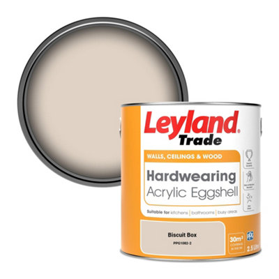Leyland Trade Hardwearing Acrylic Eggshell Emulsion Paint Biscuit Box ...