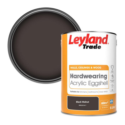 Leyland Trade Hardwearing Acrylic Eggshell Emulsion Paint Black Walnut ...
